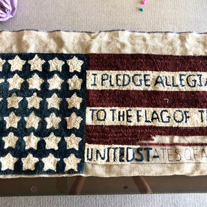 Primitive Folk Art Hooked Penny Rug Table Runner Early Style - Etsy