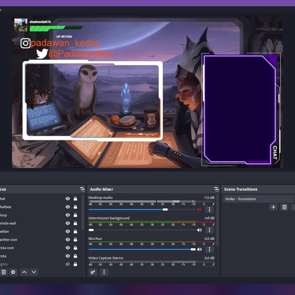 Purple Chat Box for Twitch, Streaming Chat Box Overlay, Purple Galaxy ...