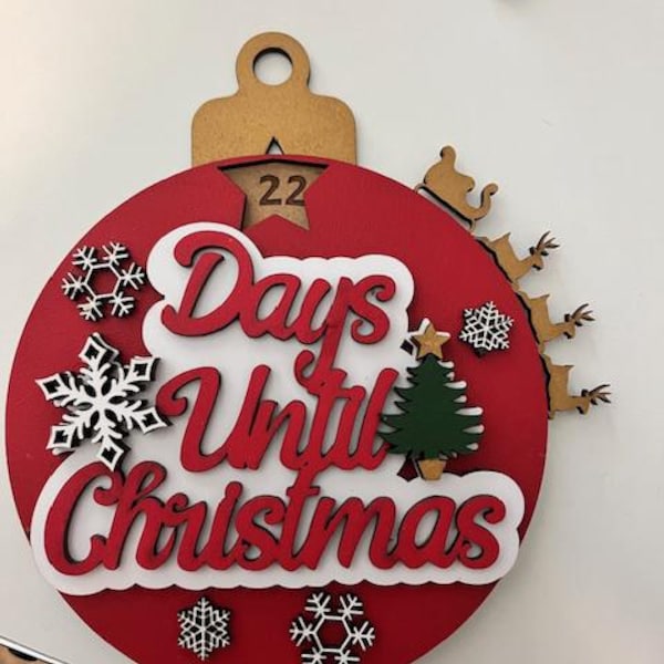 Days Until Christmas Countdown Calendar Bauble Svg Laser Cutting Files ...