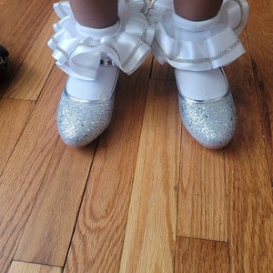 Tan Striped Ruffled Socks Ribbon Trimmed Socks Tan Striped Anklets ...