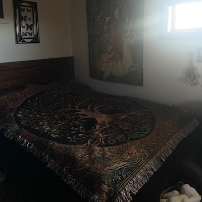 Medieval Tree of Life Throw Blanket Tapestry Rug Woodland Woven Wall ...