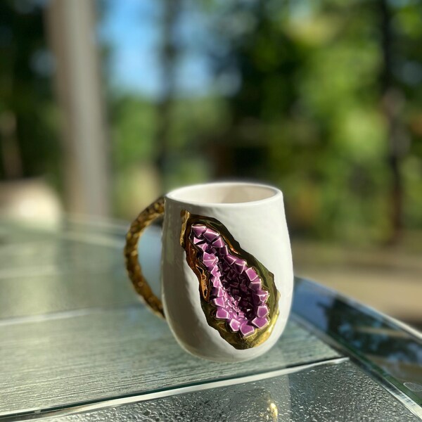 Galaxy Crystal Mug With 22k Gold - Heaven and Earth - Geode Mug, Galaxy ...