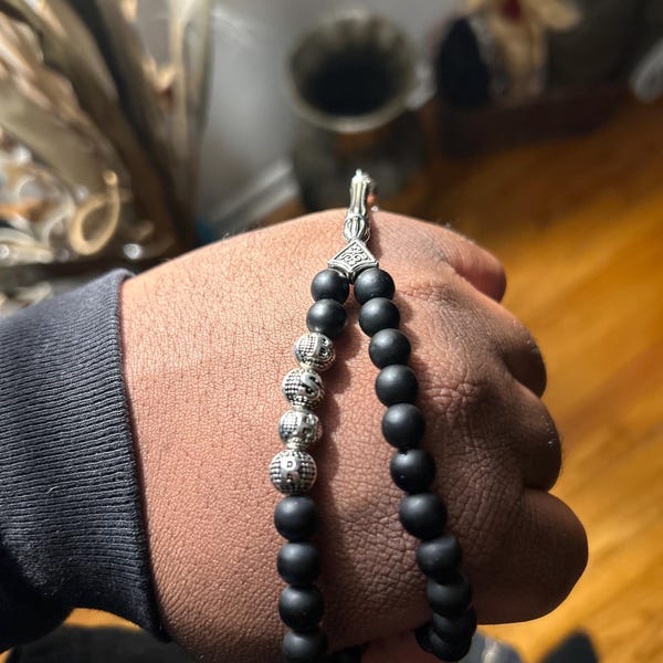 Personalized Tasbih, Custom Name With Matte Black Stone Round Prayer ...
