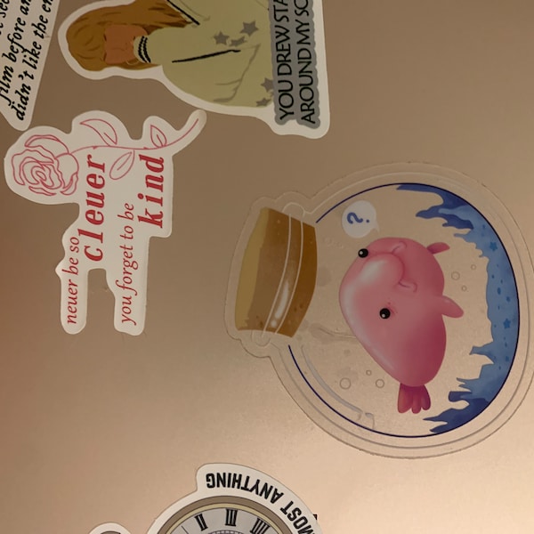 Confused Blob Fish in a Bottle - Clear Acrylic Waterproof Sticker - Etsy