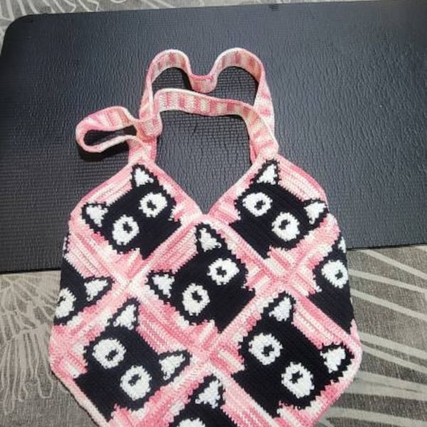Cute Cats Bag Crochet Pattern, Crochet Bag Pattern, Crochet Tote Bag ...