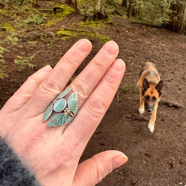Antique Deco Turquoise Inlay Lunar Moth 925 Sterling Silver Ring - Etsy