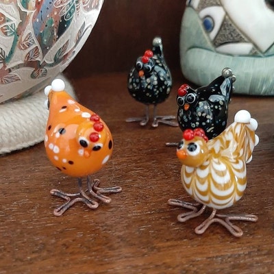Glas Miniatuur Kippen Duo Verzamelobjecten Pasen Decoratie Miniatuur ...