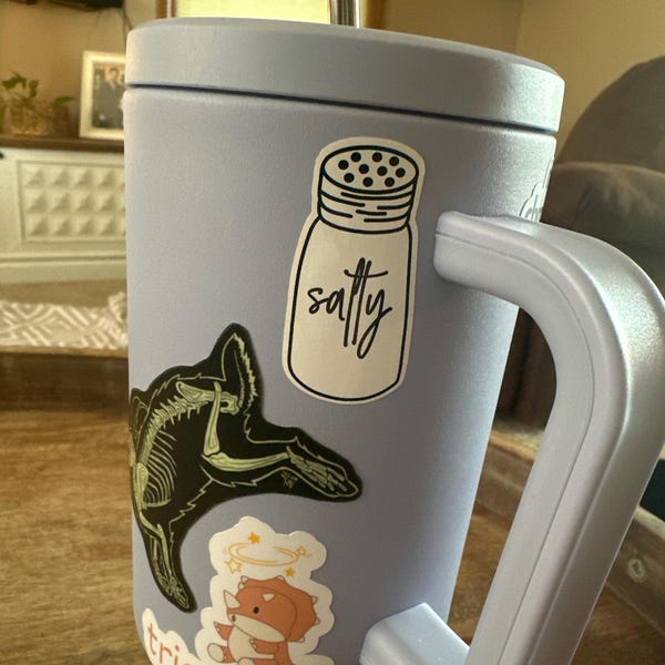 Salty Salt Shaker Sticker, Sarcasm Stickers, Laptop Stickers, Water ...