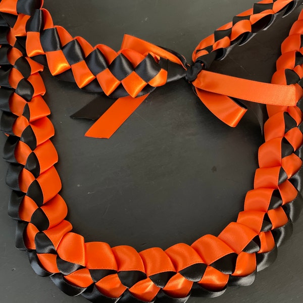 44” Custom Two Ribbon Braided Ribbon Leis - You Choose Colors ...