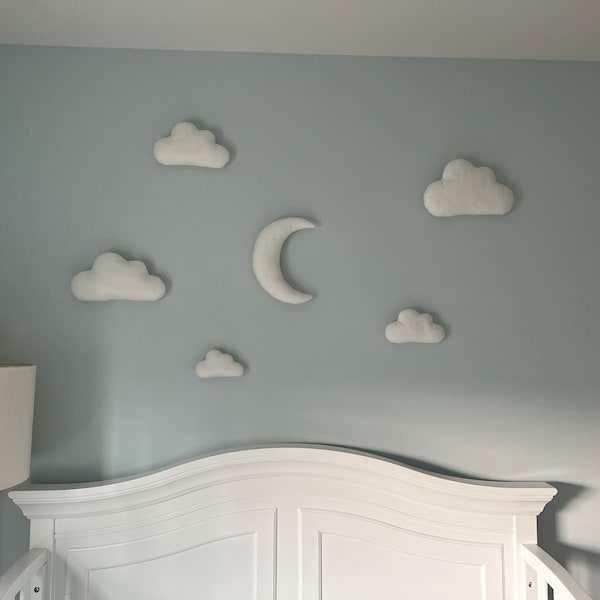 Cloud Moon Wall Decor Set Clouds Wall Hanging White Soft Clouds Cot ...