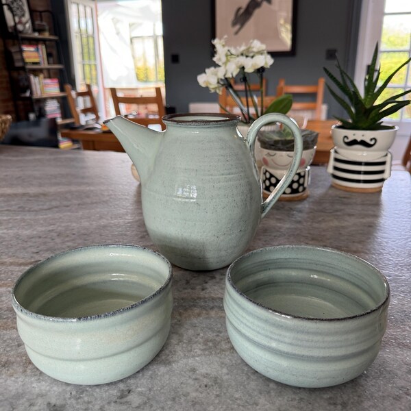 Big Ceramic Light Blue Teapot, Big Pottery Teapot, Housewarming Gift ...