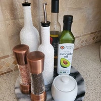 Hand Painted Wine Bottle Olive Oil Pourer, Turquoise and White, Vibrant ...