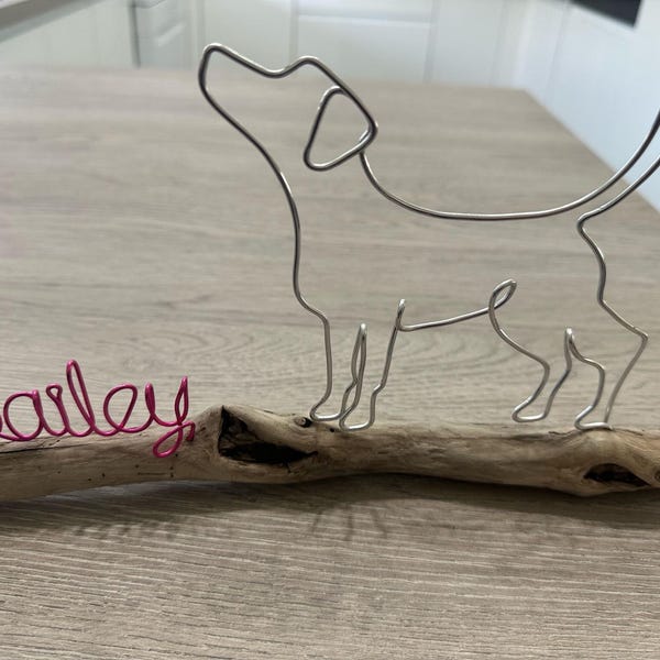 Handmade Wire Labrador on Driftwood, Home Decor, Dog Gifts, Wire Art ...