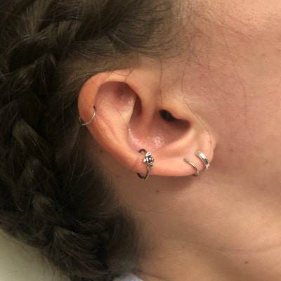 Tiny Bee Conch Ring, Bee Helix Earring, Honey Bee Earrings, Sterling ...