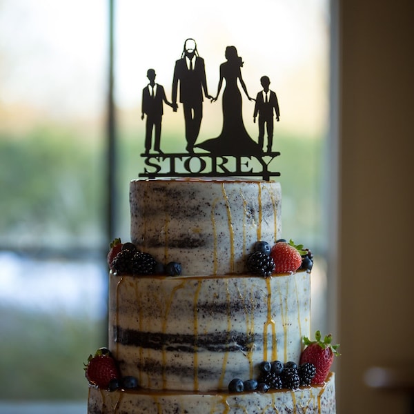 Personalised Family Wedding Cake Topper With Children, Family ...