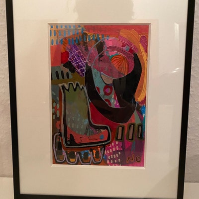 Abstract Portrait Painting, Mixed Media Collage Art, Modern Wall Art ...