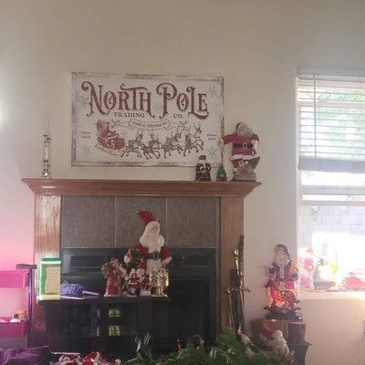 Large Christmas Wall Art, North Pole Christmas Canvas Wall Art, Holiday ...