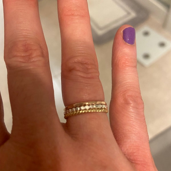 Silver Gold and Rose Gold Stackable Rings // Set of 3 Simple Sterling ...