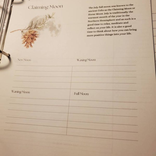 Monthly Moon Printable | Celtic Full Moon Printable | Moon Phase Chart ...