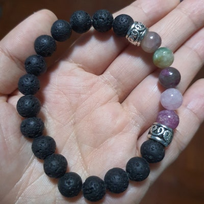 Icelandic Handmade Lava Bracelet With Natural Tourmaline Stones - Etsy