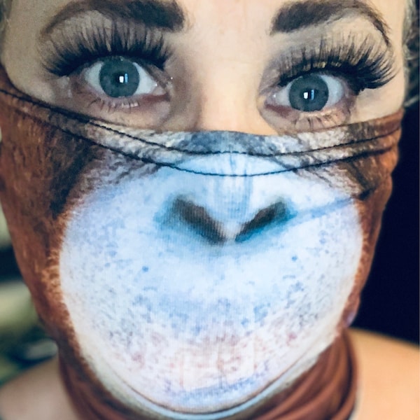 Orangutan Face Mask & Neck Gaiter, Washable Reusable Face Covering, All ...