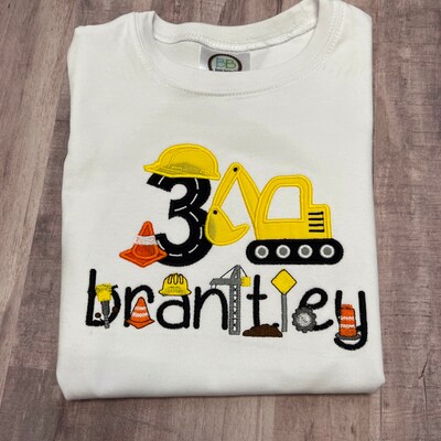 Digger Applique,excavator Applique,excavator Embroidery,boys Shirt ...