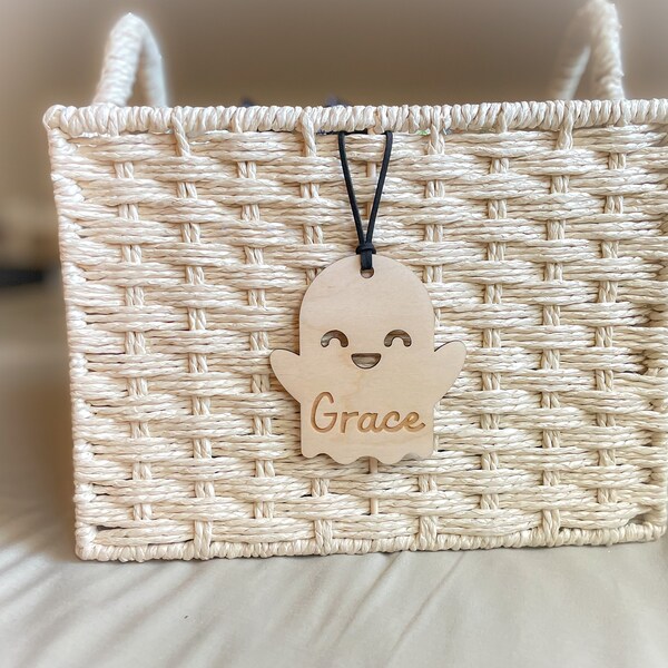 Ghost Tag Halloween Tags Name Tags Halloween Bucket Tags Custom Name ...