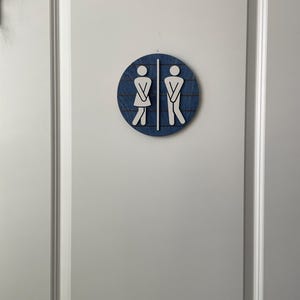 3D Bathroom Door Sign Funny Bathroom Sign Shiplap Bathroom Door People ...