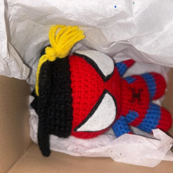 Crochet Spiderman Amigurumi: 6" Acrylic Yarn Spider-man - Etsy