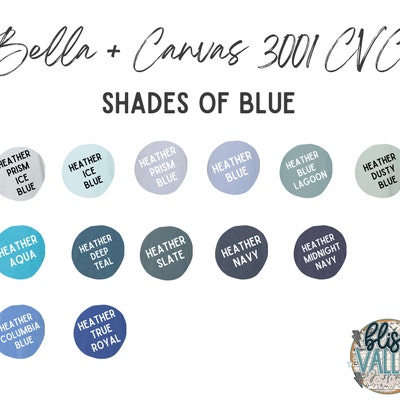 EDITABLE Bella Canvas 3001 CVC Color Chart, Customize in Canva Digital ...