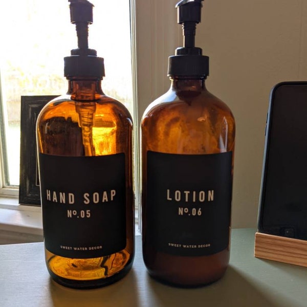 Black Labels for Dispensers | 3" Waterproof Soap Bottle Labels | Dish ...