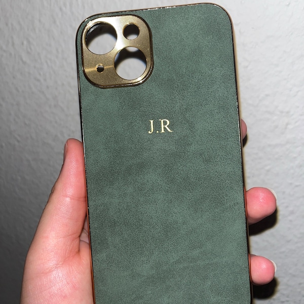 Personalized Suede iPhone Case for iPhone 16 15 14 13 Pro Max Initials ...