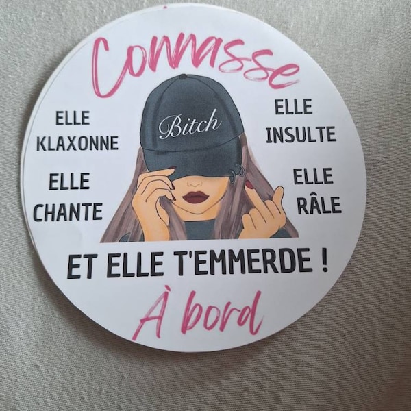 Stickers voiture humour connasse à bord autocollant pare-choc voiture ...