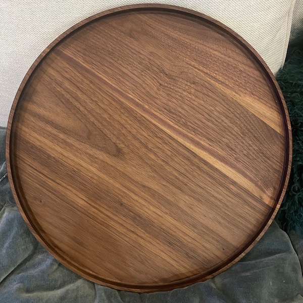 Walnut Catch All Tray, Wooden Tray, Round Wooden Tray - Etsy