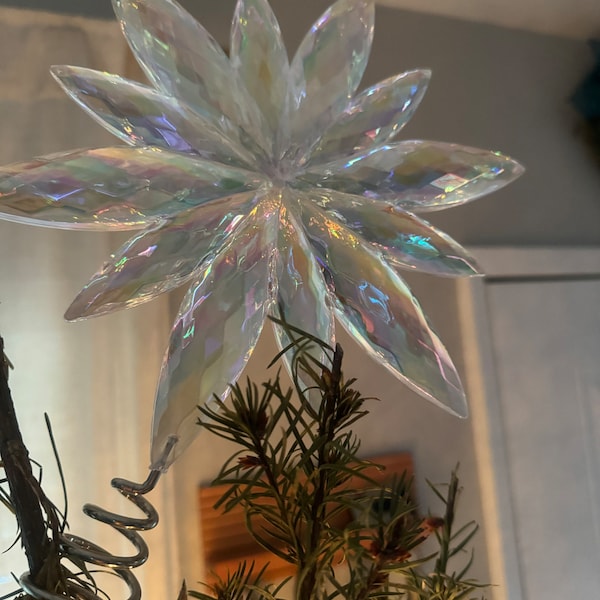 13.5 Plug-in Lighted Glitter Star Tree Topper Christmas Holiday Tree ...