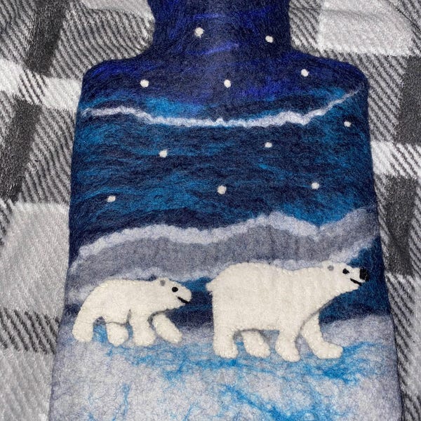Polar Bear Hot Water Bottle Cover - 2 Litre Fashy Hot Water Bottle ...