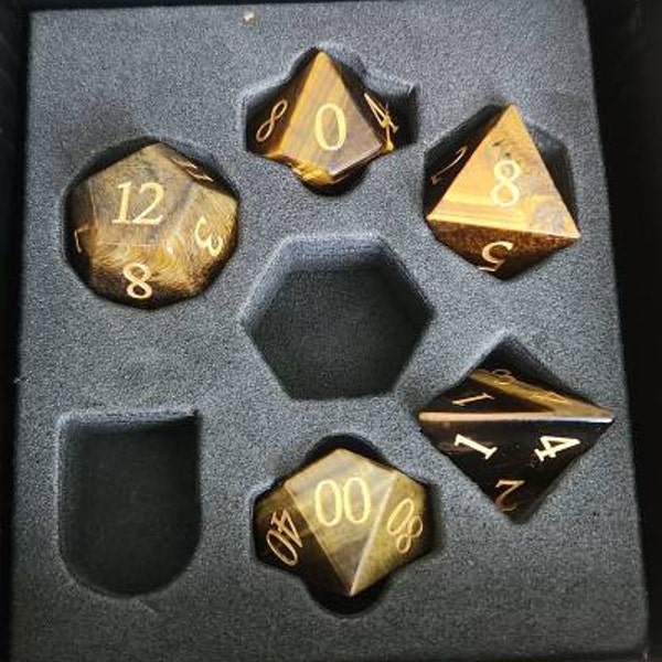 Natural Stone Dnd Full Dice Set| Tiger Eye Dnd Dice Set Sorcerer ...