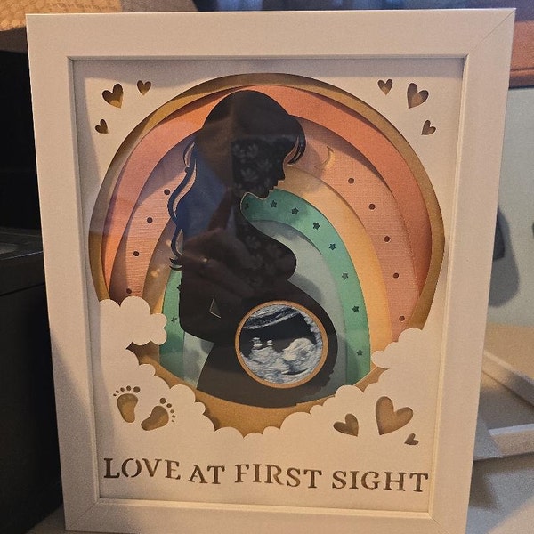 3D Pregnancy Shadow Box, 8 X 10 Baby Birth Shadow Box, Love at First ...