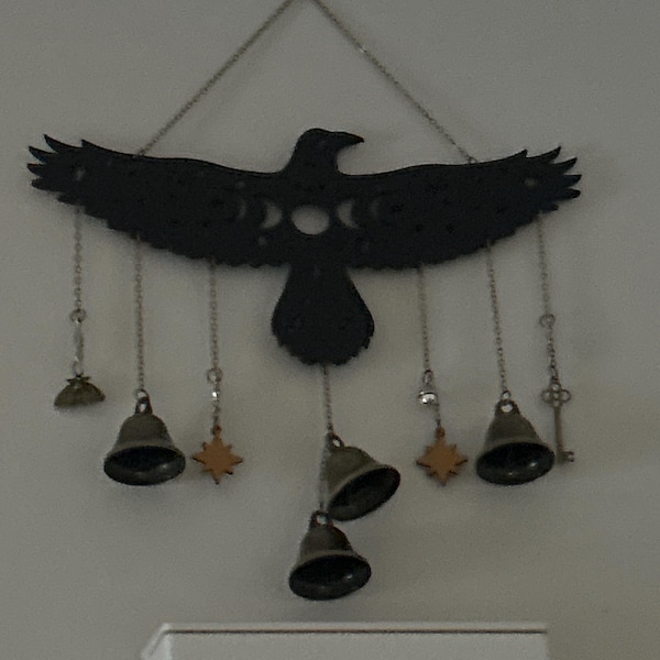 Raven Witch Bells| Wood Wall Decor Hanging |wood Wall Art | Witchy ...