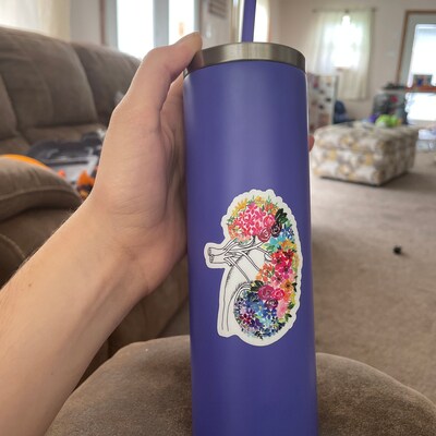 Anatomical Kidney Floral Vinyl Sticker. Vinyl Decal, Laptop Sticker ...