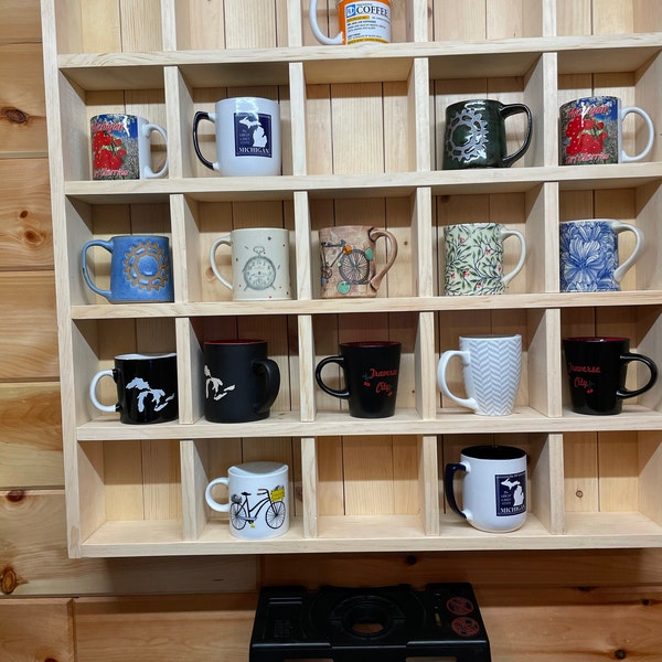 New Pine Oversize Coffee Mugs Storage Cubby - 28 Custom Sizes Fits ...