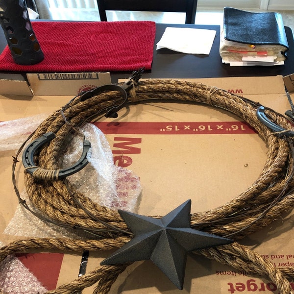 Western Style Rope, Barbed Wire and Spurs Wreath - Etsy