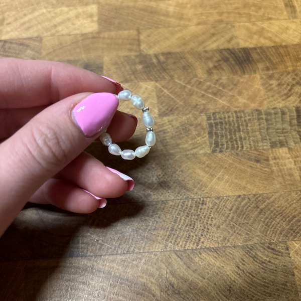 JULIE Real Freshwater Pearl Ring, Seed Pearl Ring, Beaded Pearl Ring ...