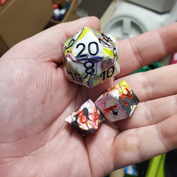 Handmade Dice, Made to Order Dice, Jesmonite Dice Set, “dark Disco ...