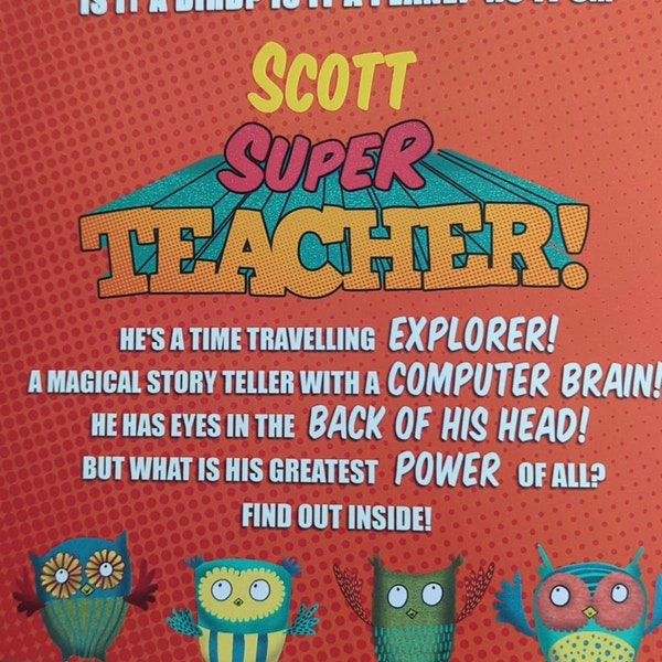 Personalised Super Teacher Book End of Term Year Gift - Etsy