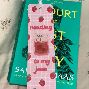 Reading is My Jam Bookmark Strawberry Coquette Bookmark Spring Bookmark ...
