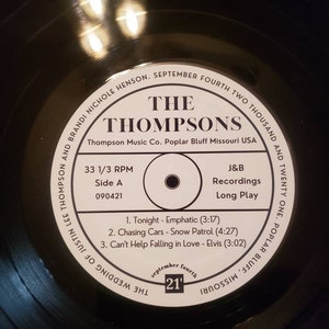 Custom Label for 12 Inch Vinyl Record Bold Text Personalized | Etsy