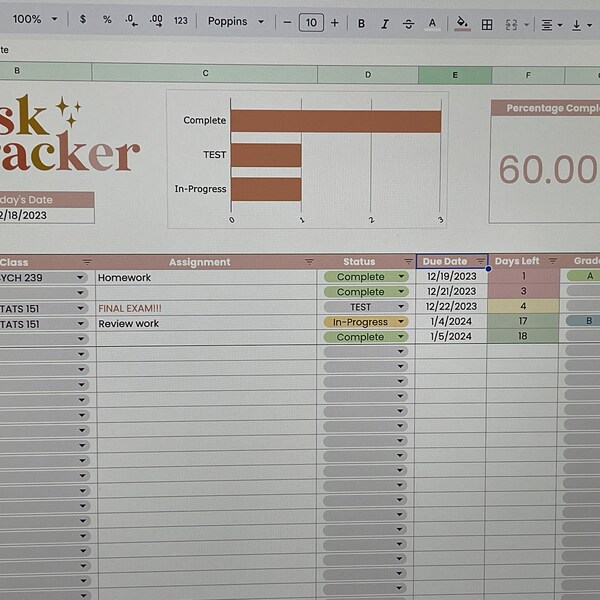 Assignment Tracker | School Spreadsheet | Google Sheets | Book Tracker ...
