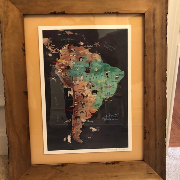 South America Map, Size A4 & 30x40cm, Art Print, Illustrated Map of ...