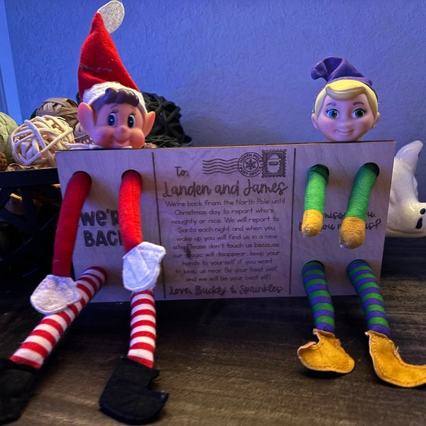 I'm Back Wooden Elf Post Card Holiday Helper - Etsy